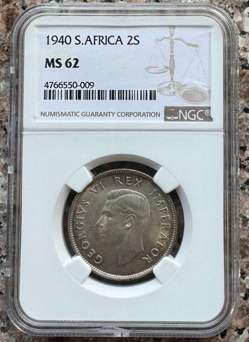 Two Shillings - 1940 UNION SA 2 SHILLING - MS62 - NGC HIGH GRADED - ONLY 1 IN MS65 was listed ...